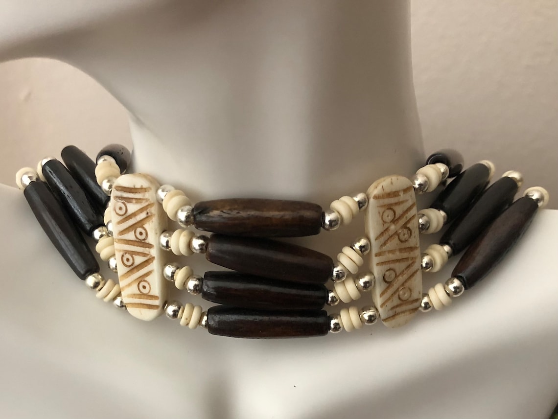Native American Indian Style Buffalo Bone Bead Choker Tribal - Etsy