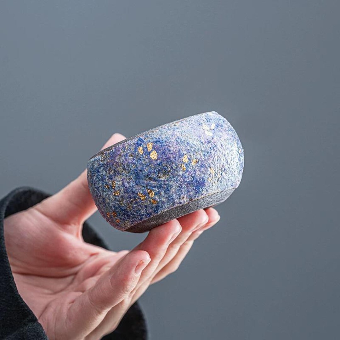 Master Artist Handcrafted Blue Gold Rock Mineral Tea Cup – Unique ...