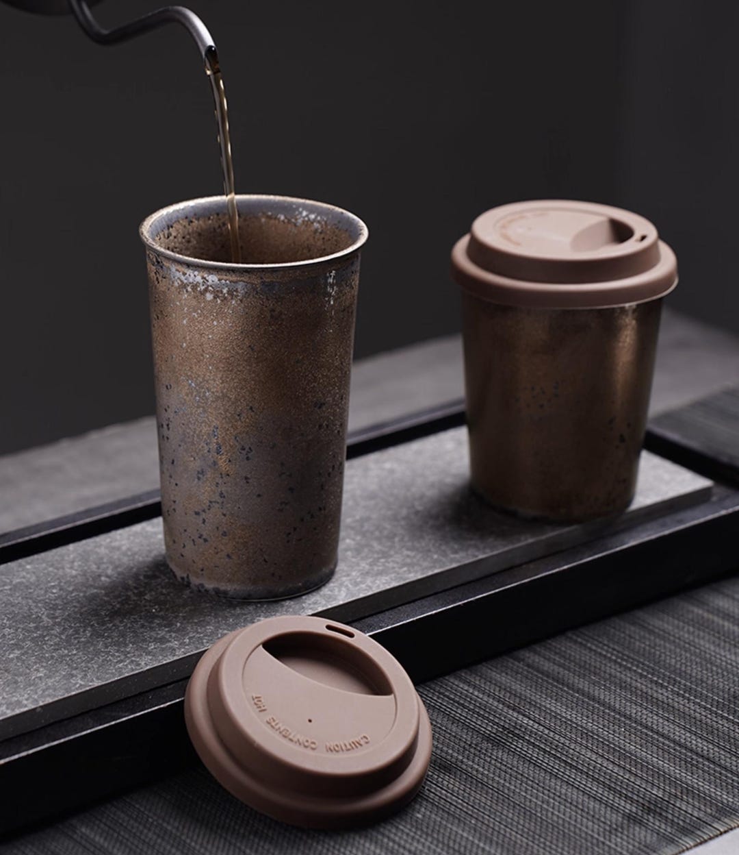 Wabi-sabi Iron Rust Glaze Coffee Mug With Silicone Lid - Vintage Retro ...