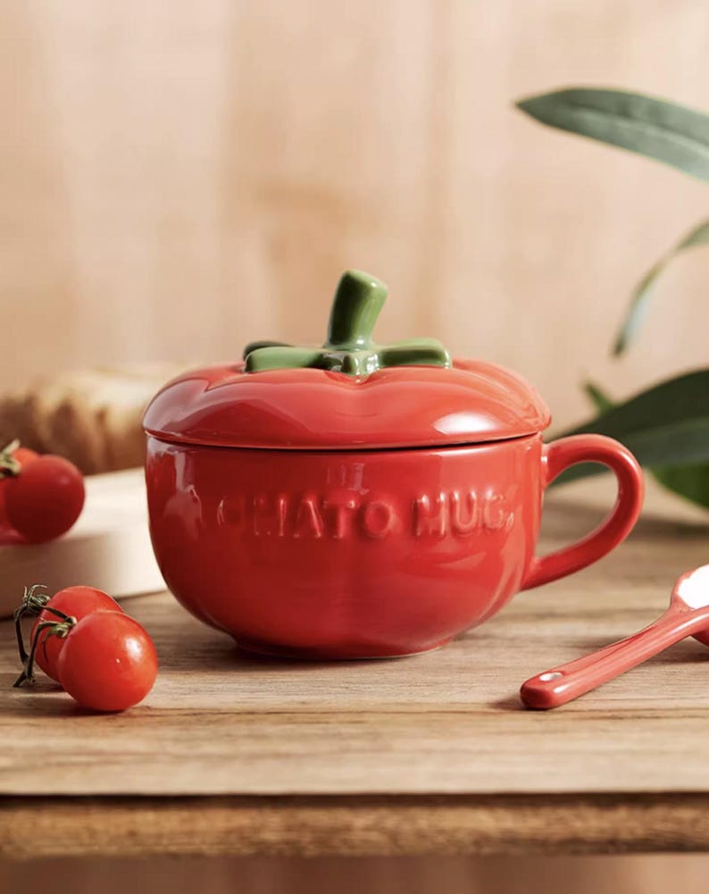 Red Tomato-themed Ceramic Breakfast Mug | for Kids | Gift - Etsy