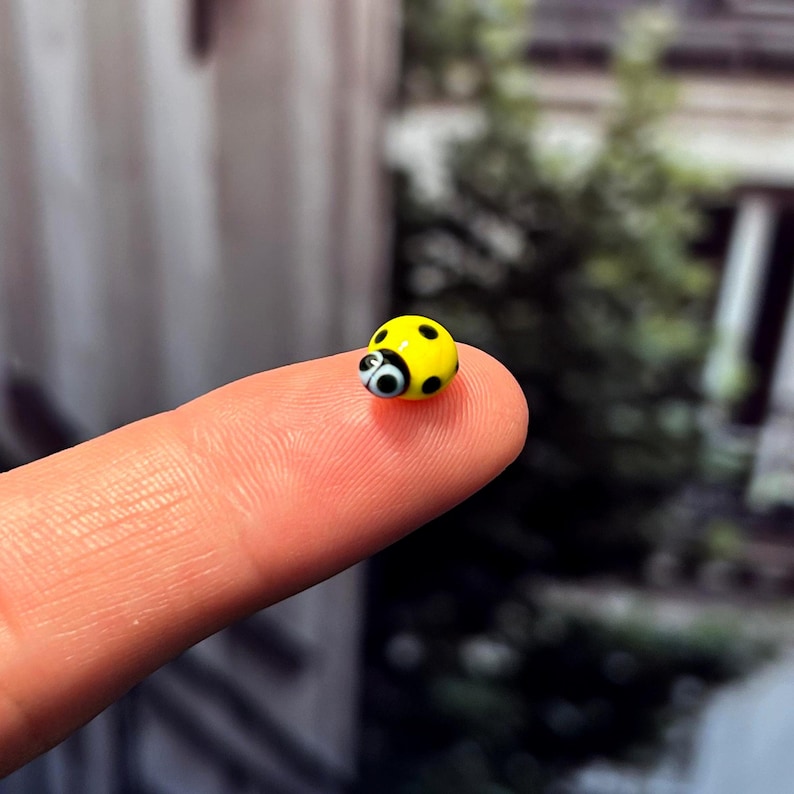 Handmade Tiny Glass Ladybug Figurine, Murano Style Cute Bug Accent ...