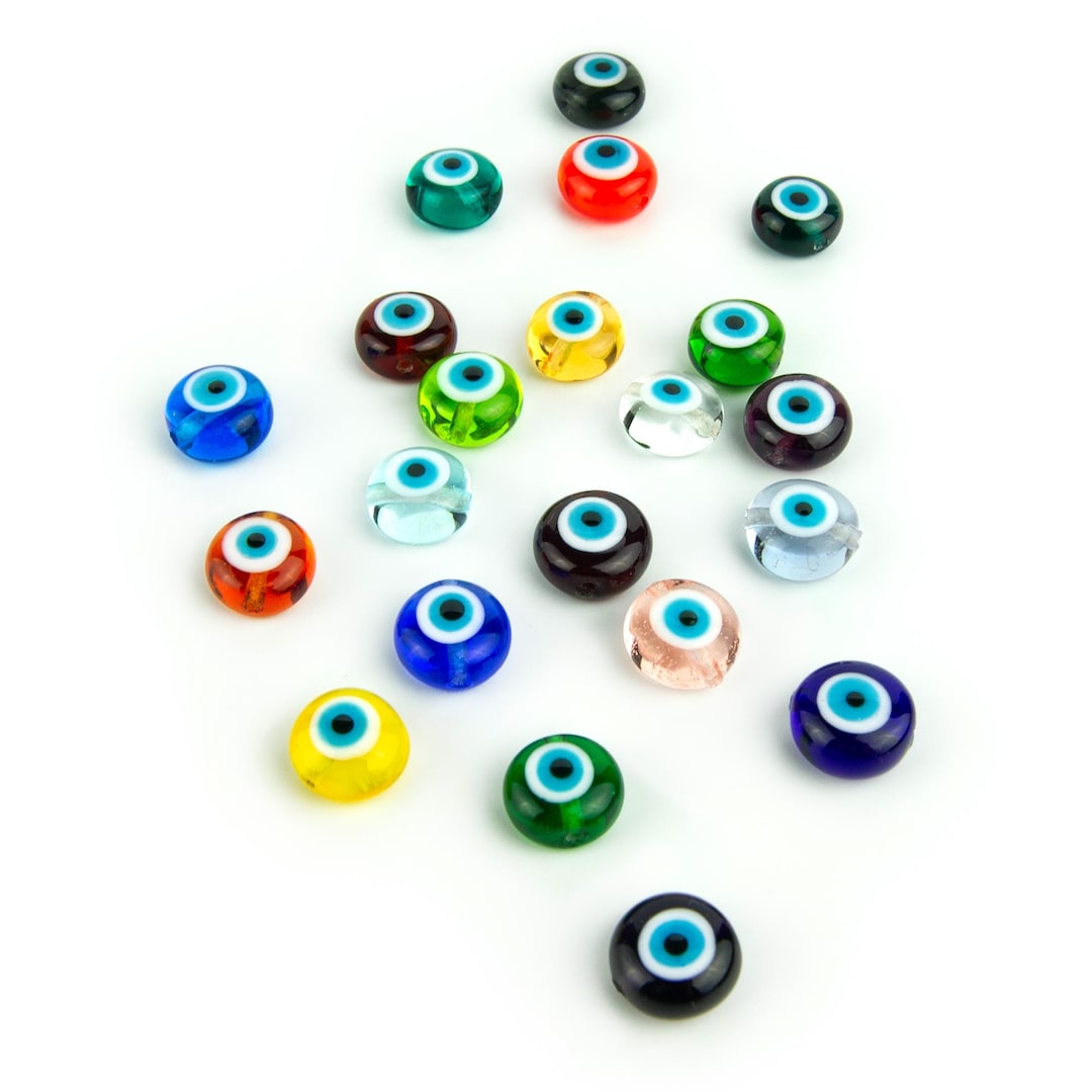 Glass Evil Eye Bead, Handmade Protective Charm, Murano Glass Beads ...
