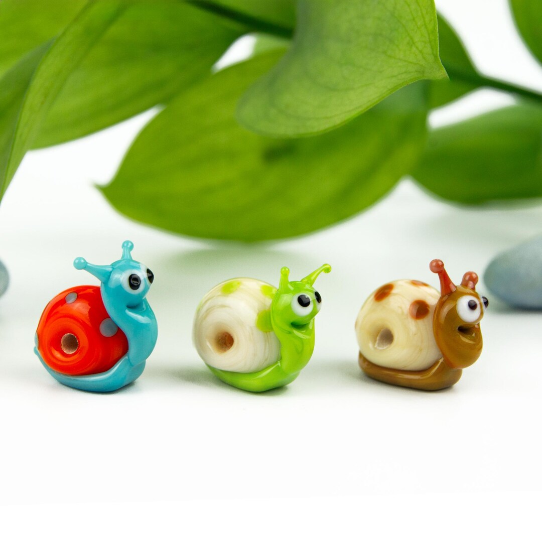 Snail Glass Bead, Handmade Lampwork Charm, Colorful Garden Bead for ...