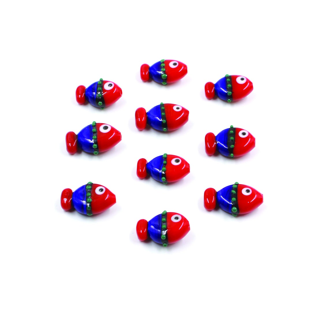 Two Color Fish Beads, Murano Glass Two Color Fish Beads for Jewelry ...