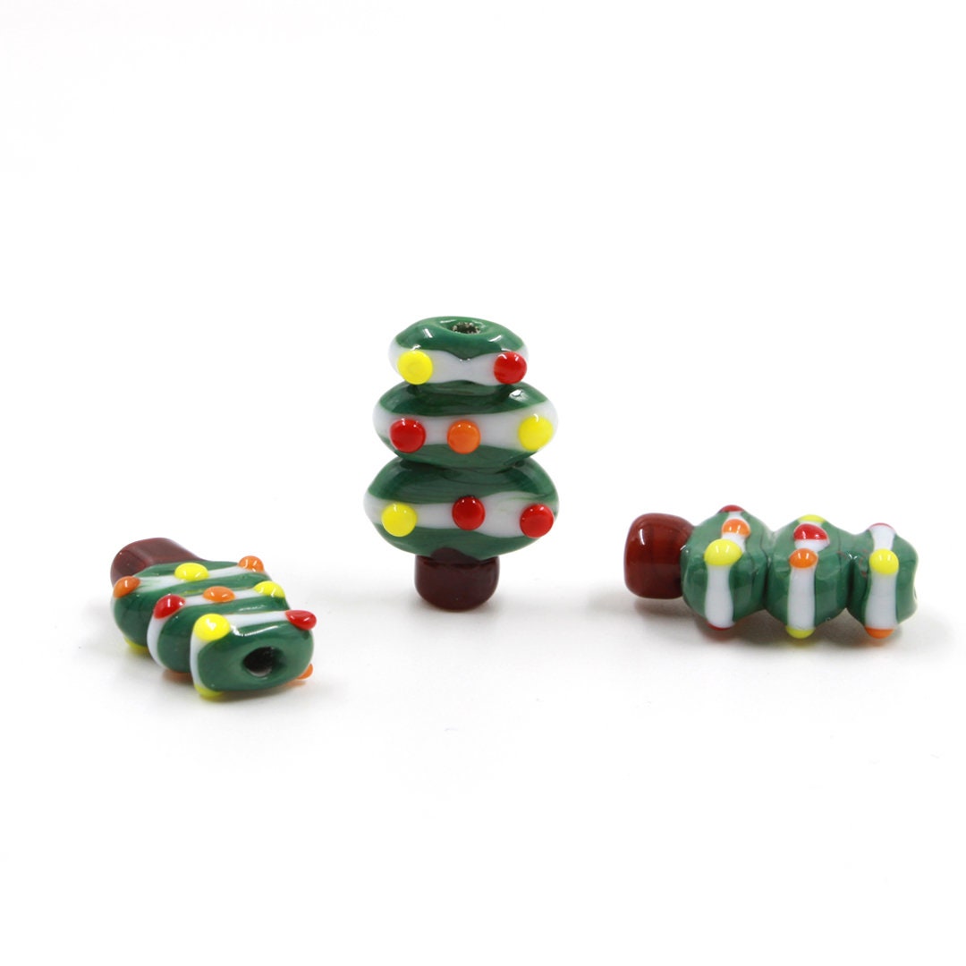 Handmade Murano Glass Pine Tree Bead, Christmas Jewelry Supplies ...