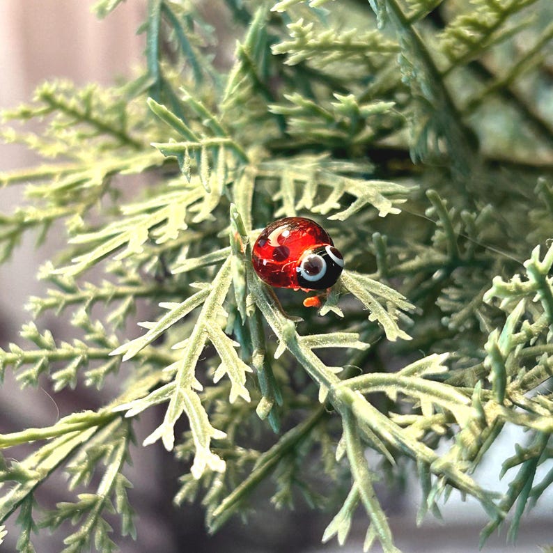 Handmade Tiny Glass Ladybug Figurine, Murano Style Cute Bug Accent ...