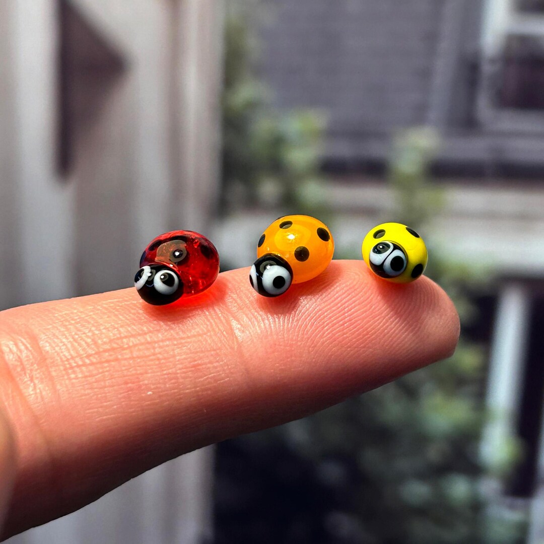 Handmade Tiny Glass Ladybug Figurine, Murano Style Cute Bug Accent ...