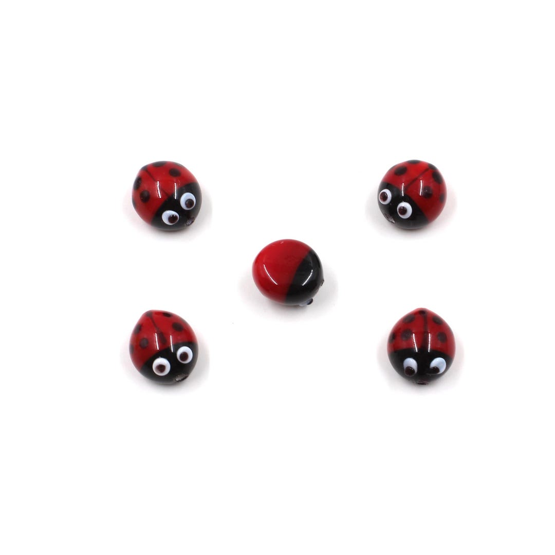 Ladybug Charm, Murano Ladybug Glass Beads, Handmade Ladybug Charm ...