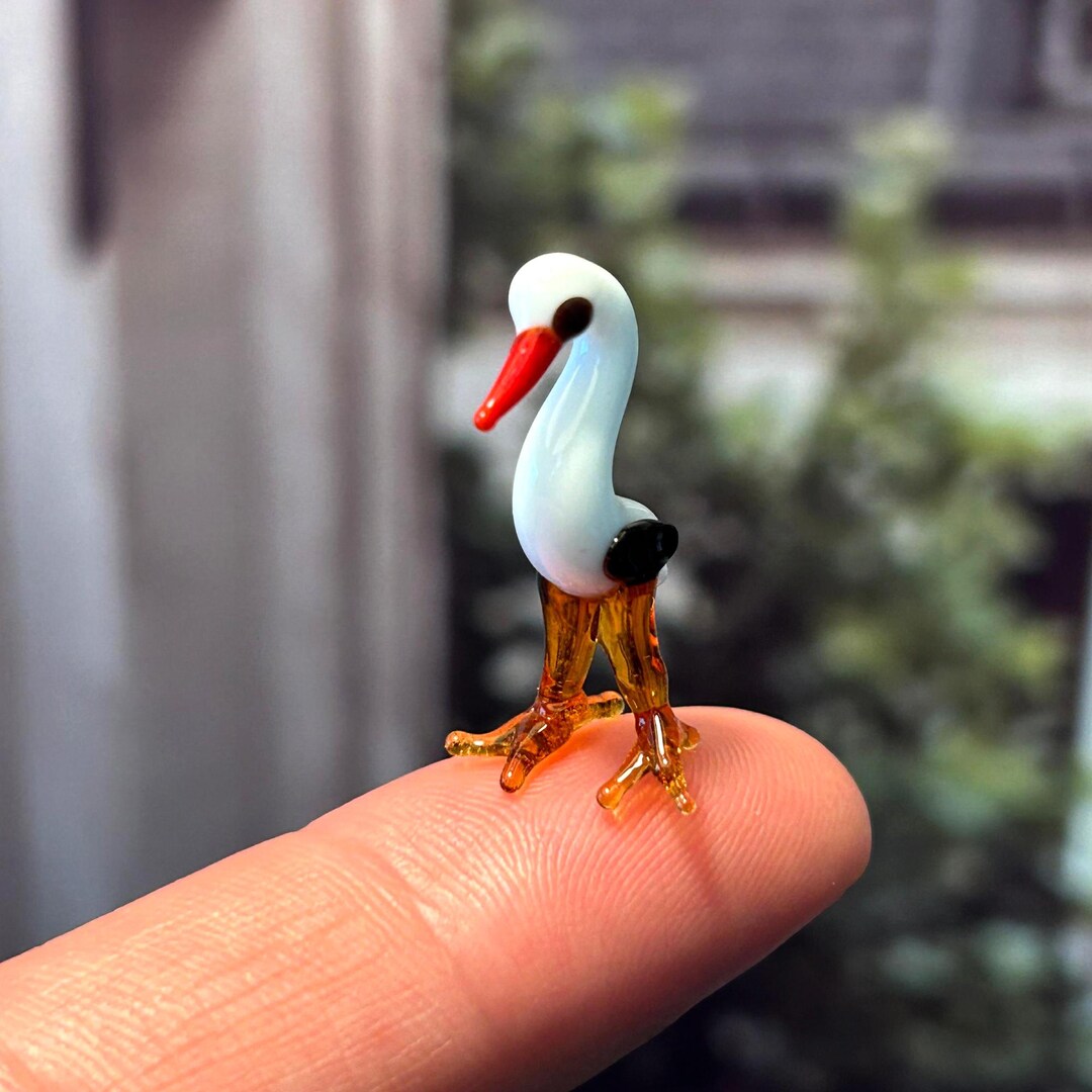 Murano Glass Stork Figurine, Tiny Handmade Bird Sculpture, Handmade ...