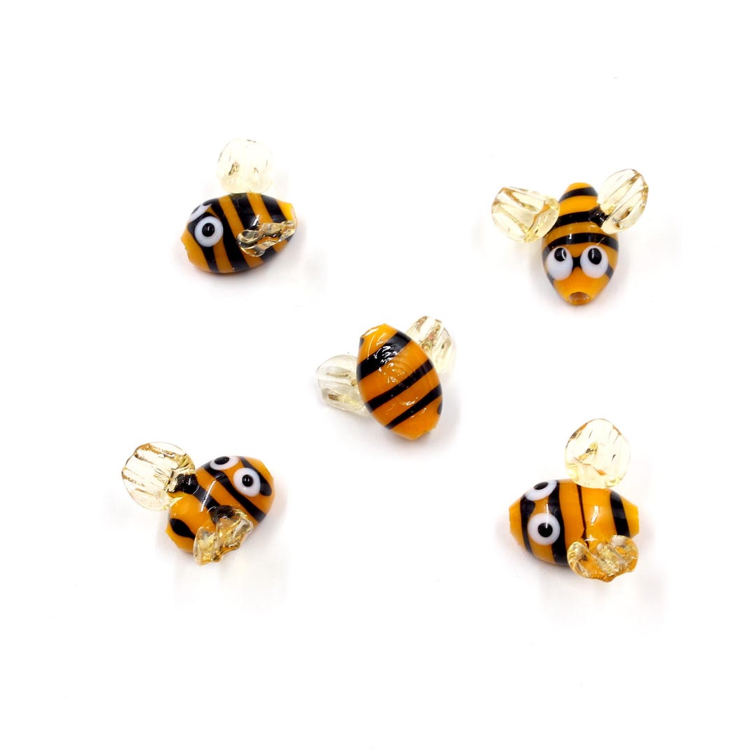 Handmade Glass Bee Bead, Lampwork Bee Charm, Murano Glass Bee Bead ...