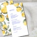 Lemon Menu Card Template, Summer Wedding Menu Card, Italian Wedding ...