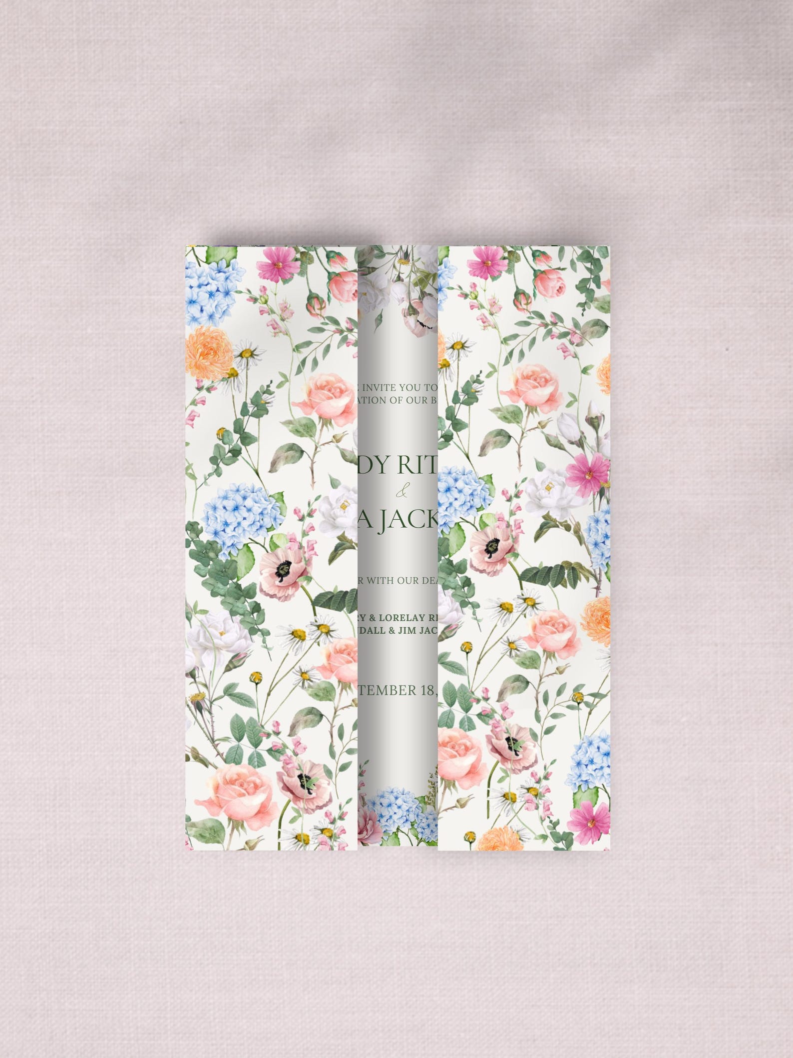 Garden Flowers Wedding Invitation Bundle Wildflower Details Card Floral ...