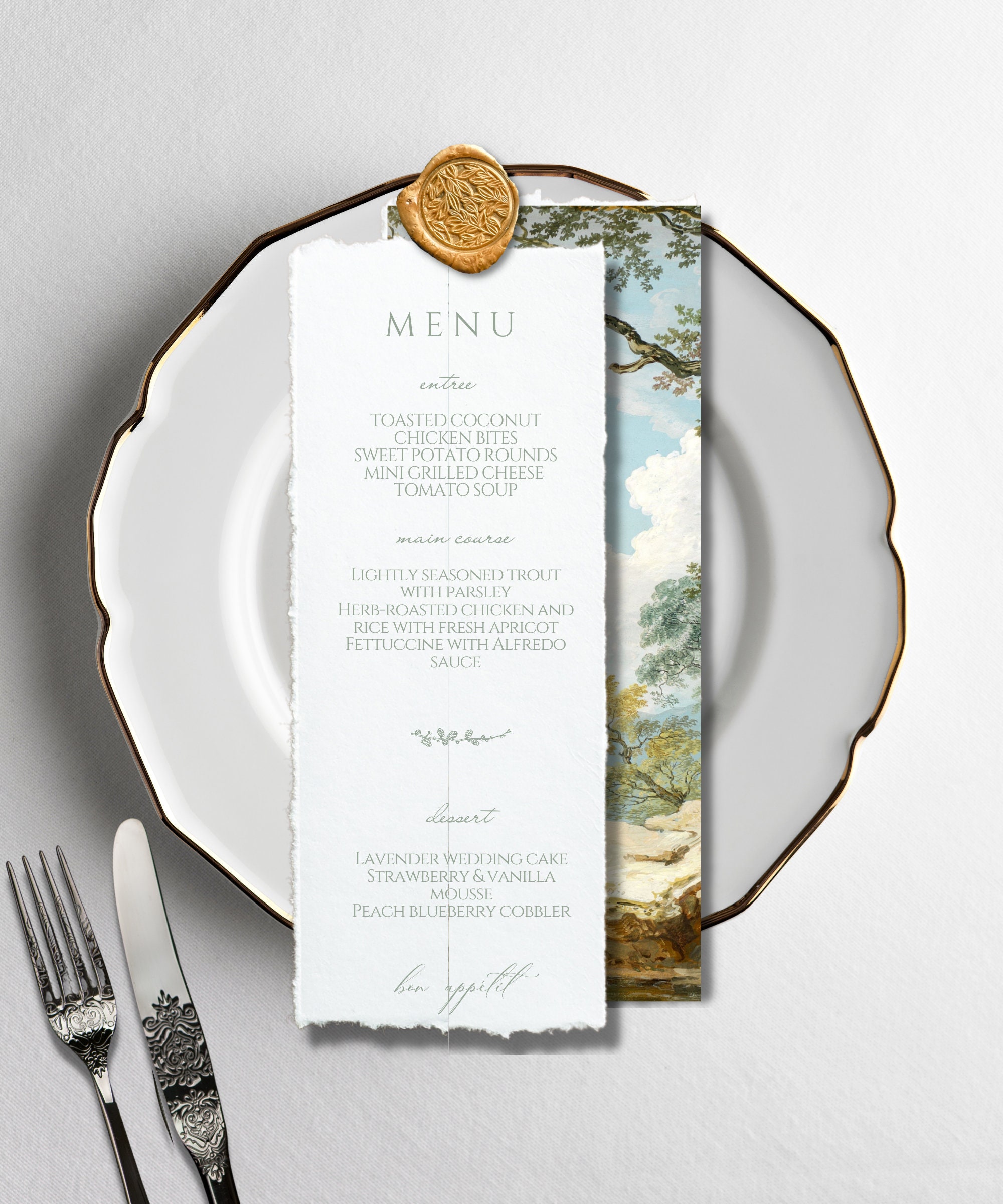 Vintage Wedding Menu Elegant Classic Menu Card Printable Sage Green ...