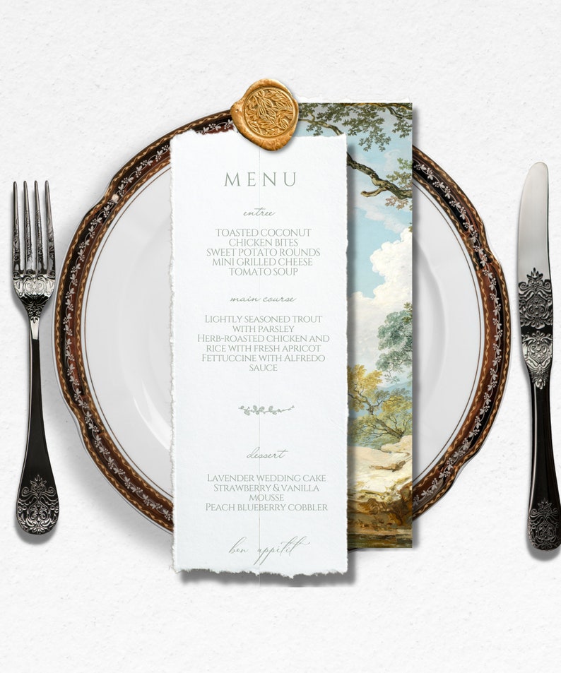 Vintage Wedding Menu Elegant Classic Menu Card Printable Sage Green ...
