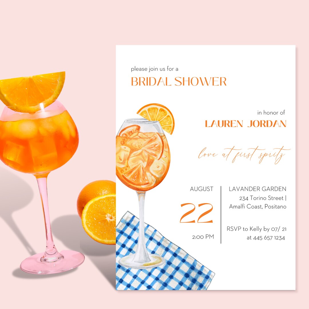 Aperol Spritz Bridal Shower Invitation: Italian Amalfi Theme (digital ...