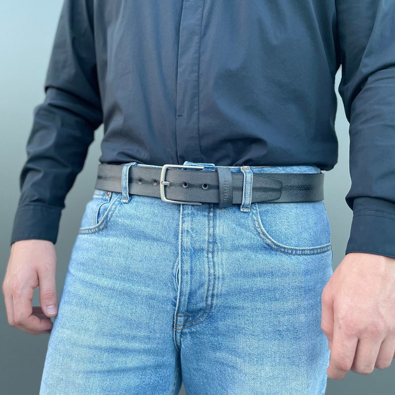 Gray Leather Belt - Etsy