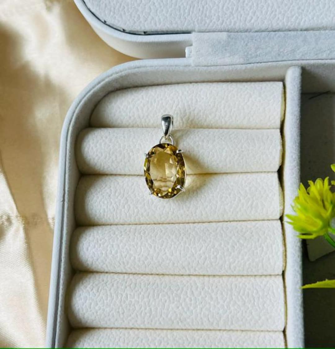 Big Natural Citrine Pendant, Citrine Stone Necklace, 925 Silver Citrine ...
