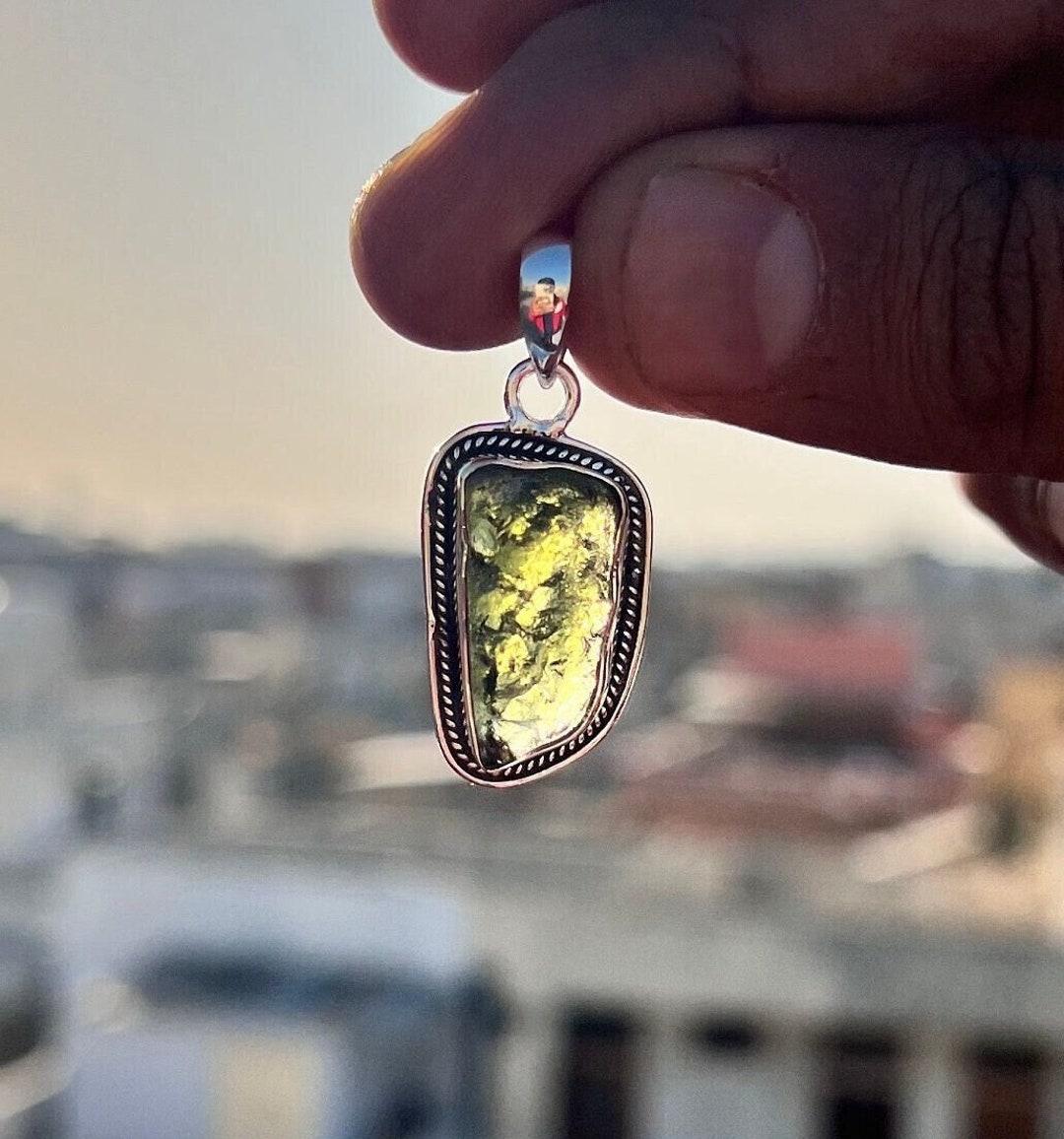 Moldavite Pendant, Czech Republic Moldavite, 925 Sterling Silver ...