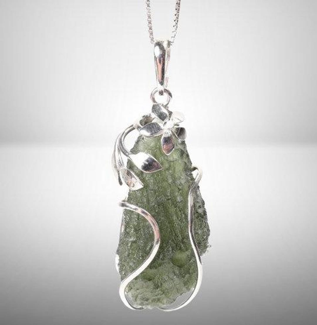 Authentic Czech Moldavite Stone Pendant, 925 Solid Silver Pendant ...