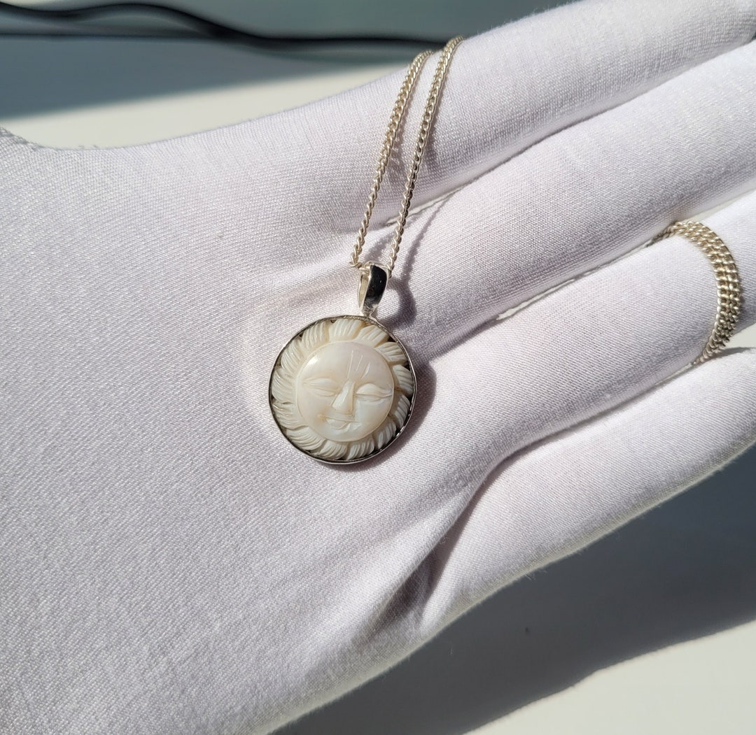 Natural Mother of Pearl Stone Pendant Solid 925 Sterling Silver Pendant ...