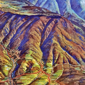 RARE Big Old German Map of Lower Silesia, Panorama View to the ...