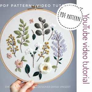 Pdf Pattern + Video Tutorial "lilac & Cherry Blossom/ Botanical ...