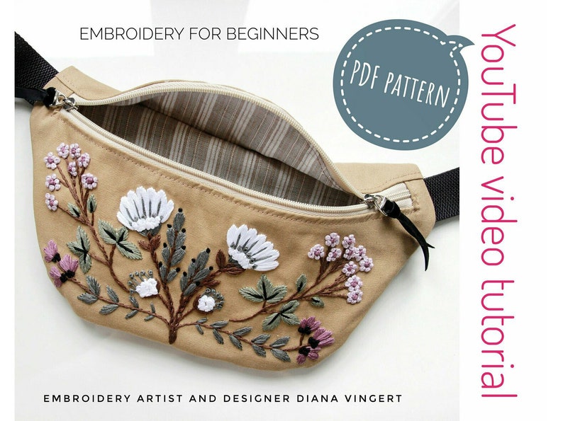 PDF Pattern + Video Tutorial for Waist Bag "wild Flowers". Handmade ...