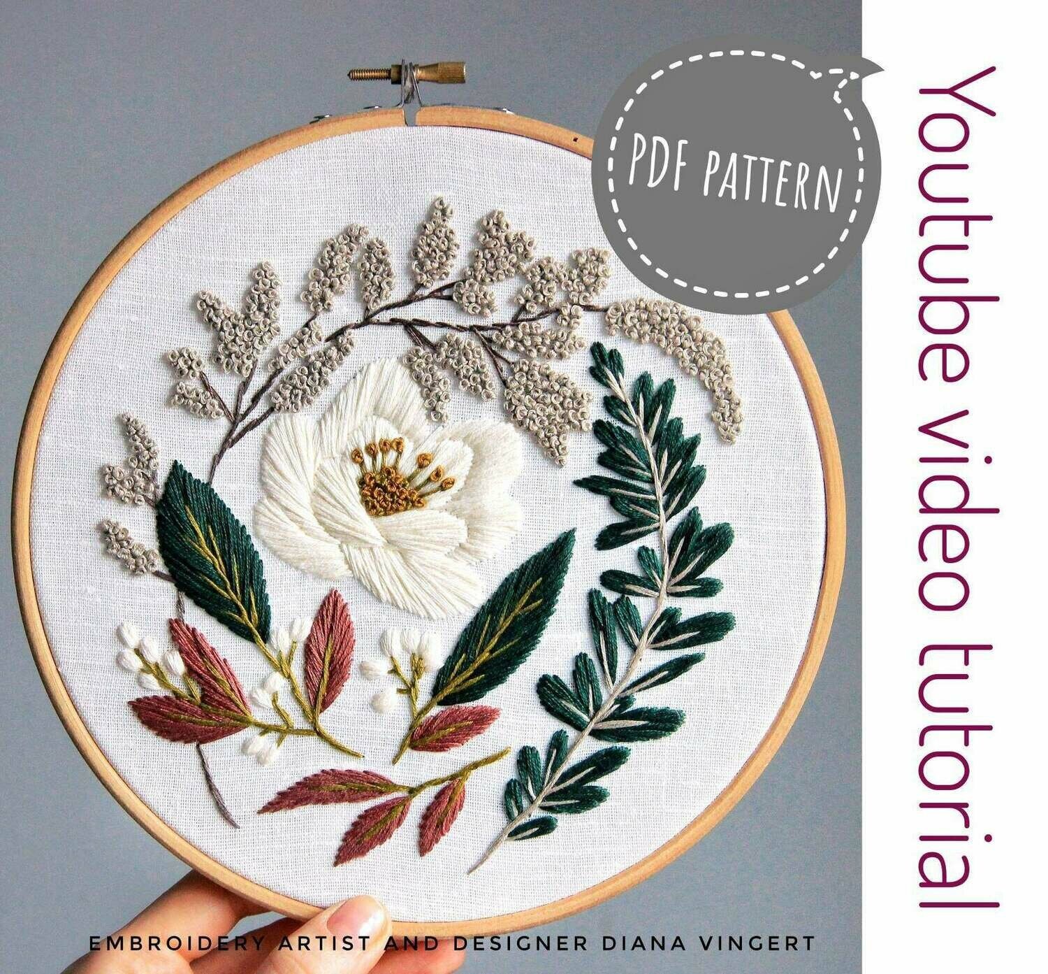 Pdf Pattern Video Tutorial white Lotus 20 Cm 8 - Etsy