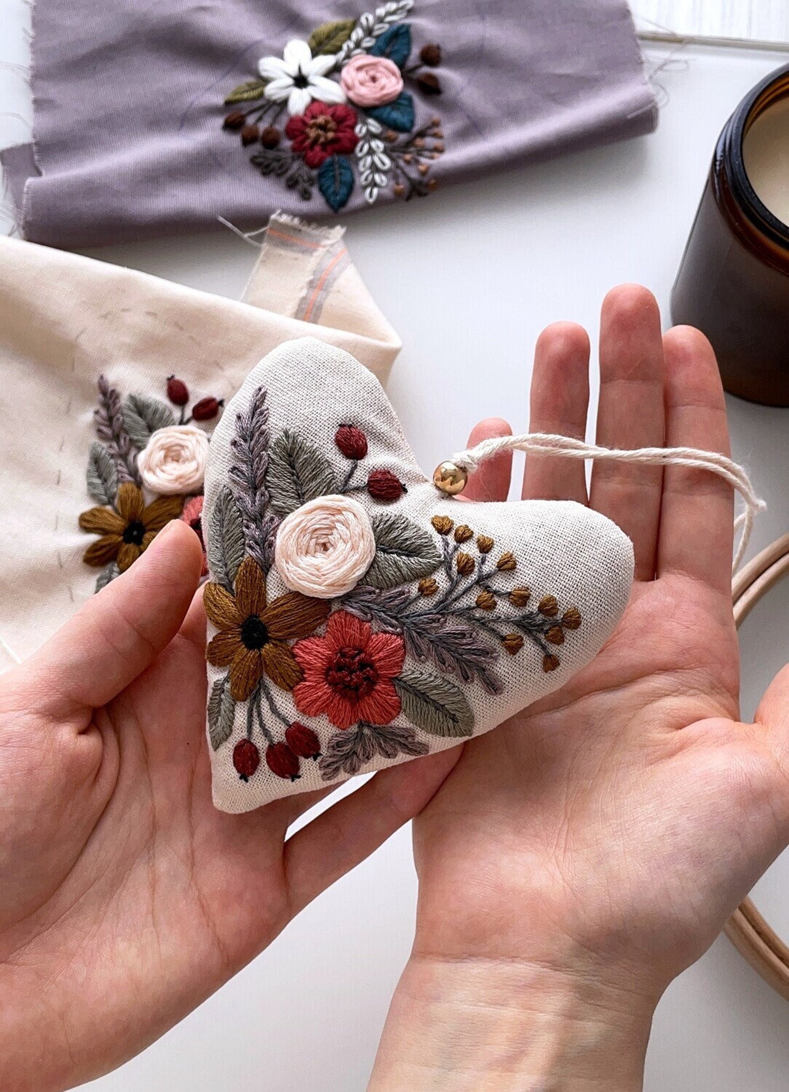 Pdf Pattern Video Tutorial heart Sachet Handmade Ornament With Floral ...