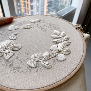 Pdf Pattern + Video Tutorial "cream Flower Wreath" 20 Cm (8 Inch) Hand ...