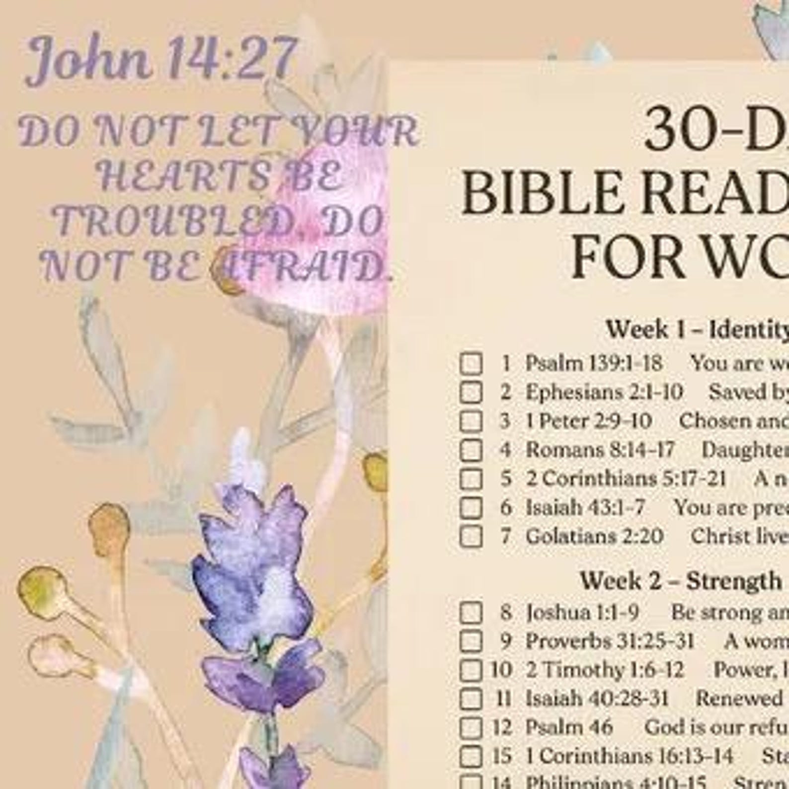 30 Day Bible Reading Plan for Women - Etsy