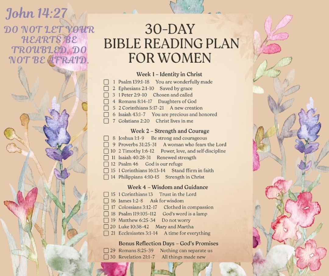 30 Day Bible Reading Plan for Women - Etsy