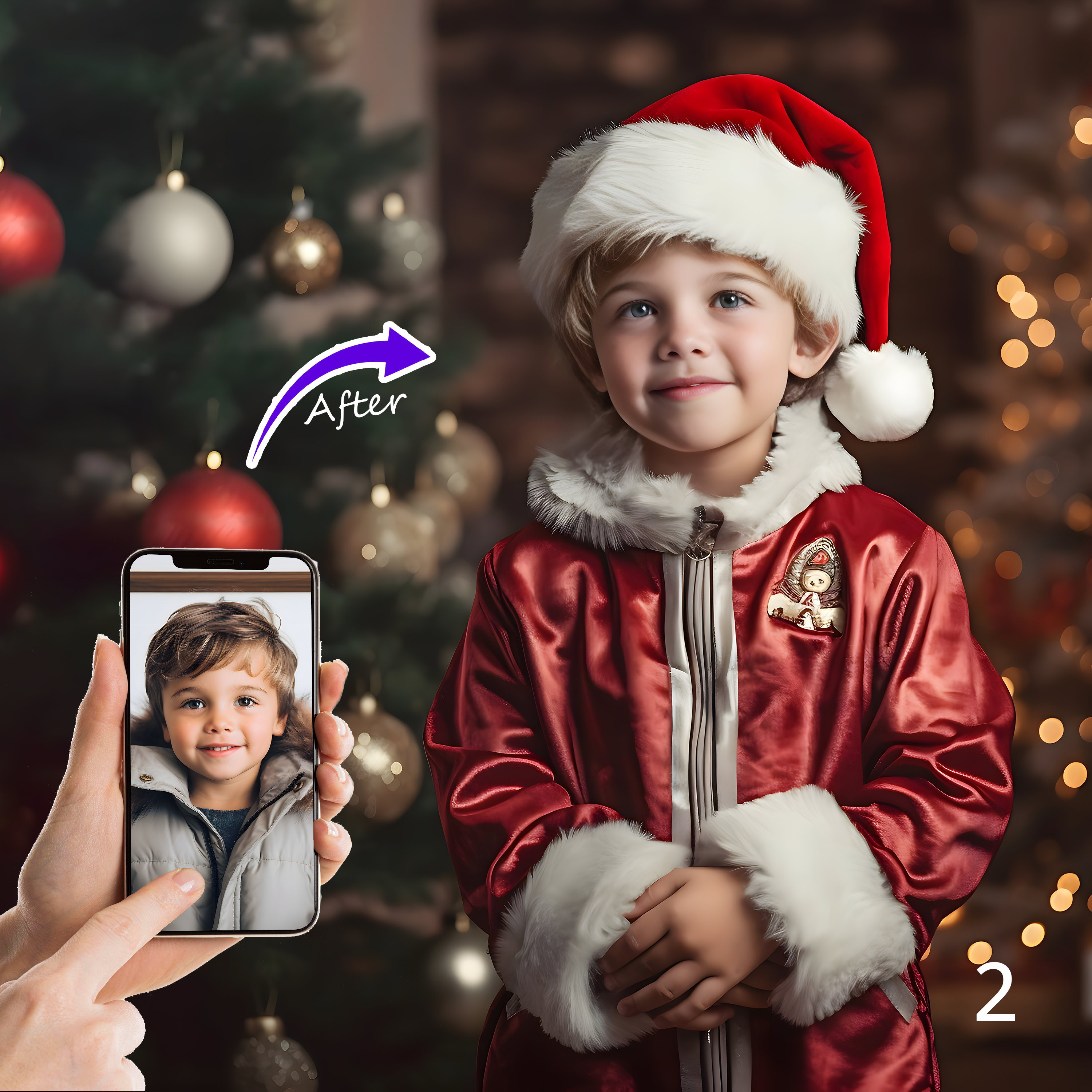 Custom Christmas Portrait for Kids, Santa Claus Custom Portrait From ...