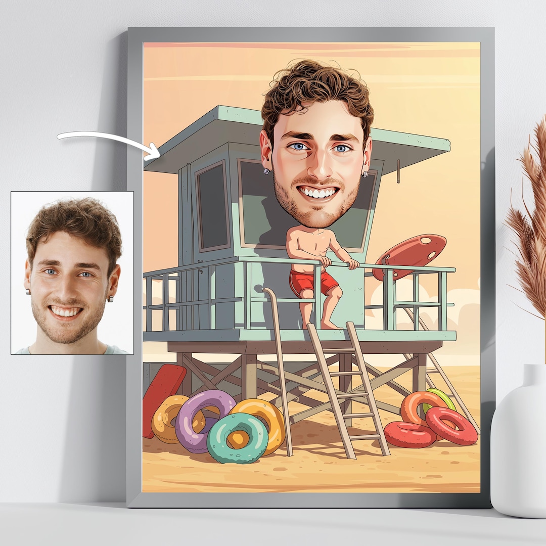 Custom Lifeguard Caricature | Personalized Beach Rescue Art | Funny ...