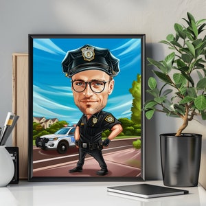 Custom Police Officer Cartoon Portrait - Personalized Gift for Law ...