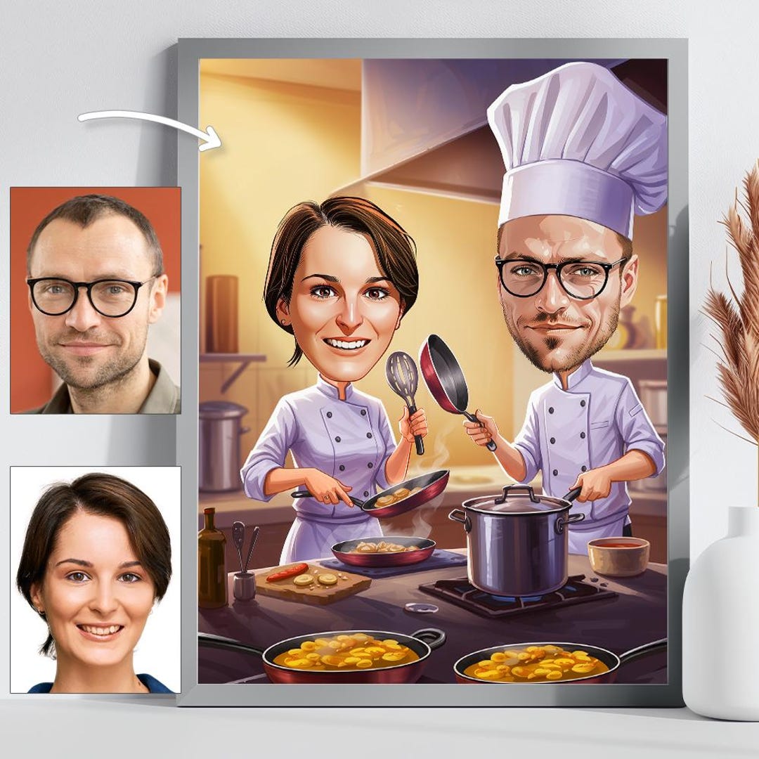 Custom Chef Caricature | Personalized Cooking Cartoon | Unique Digital ...