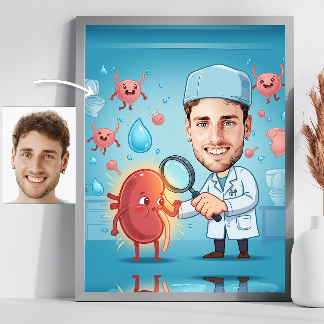 Custom Kidney Doctor Caricature • Funny Renal Cartoon Art • Nephrology ...