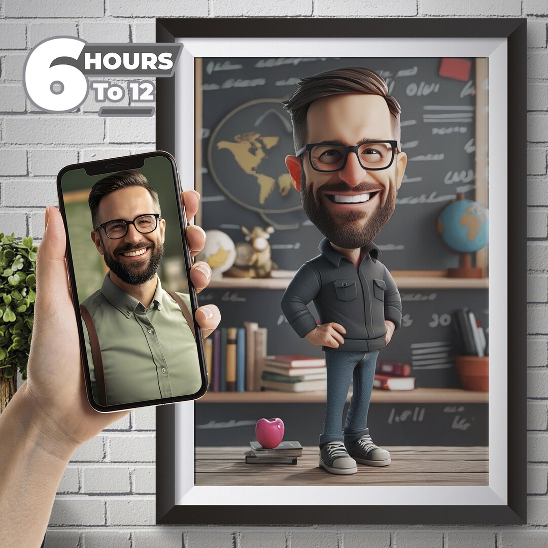 Custom Professor 3D Caricature Portrait - From Your Photo, 3D Cartoon ...