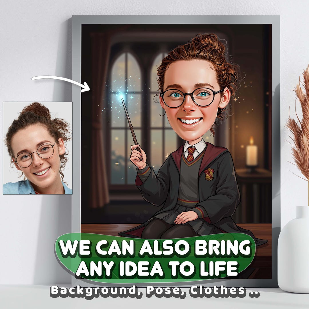 Custom Wizard Cartoon Portrait, Transform Your Photo Into A Magical ...