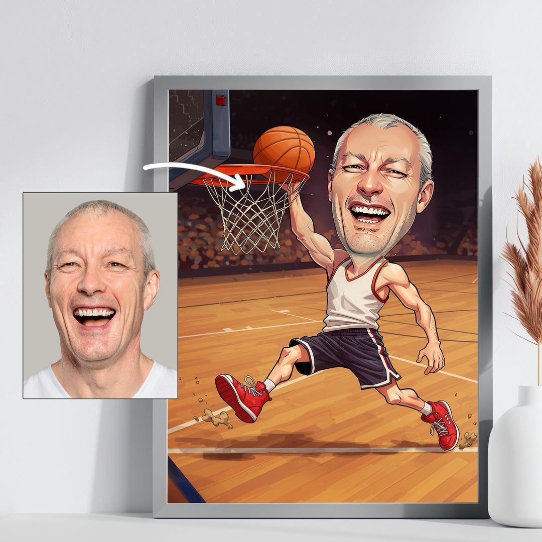 Custom Basketball Player Cartoon Portrait - Basketball Caricature ...