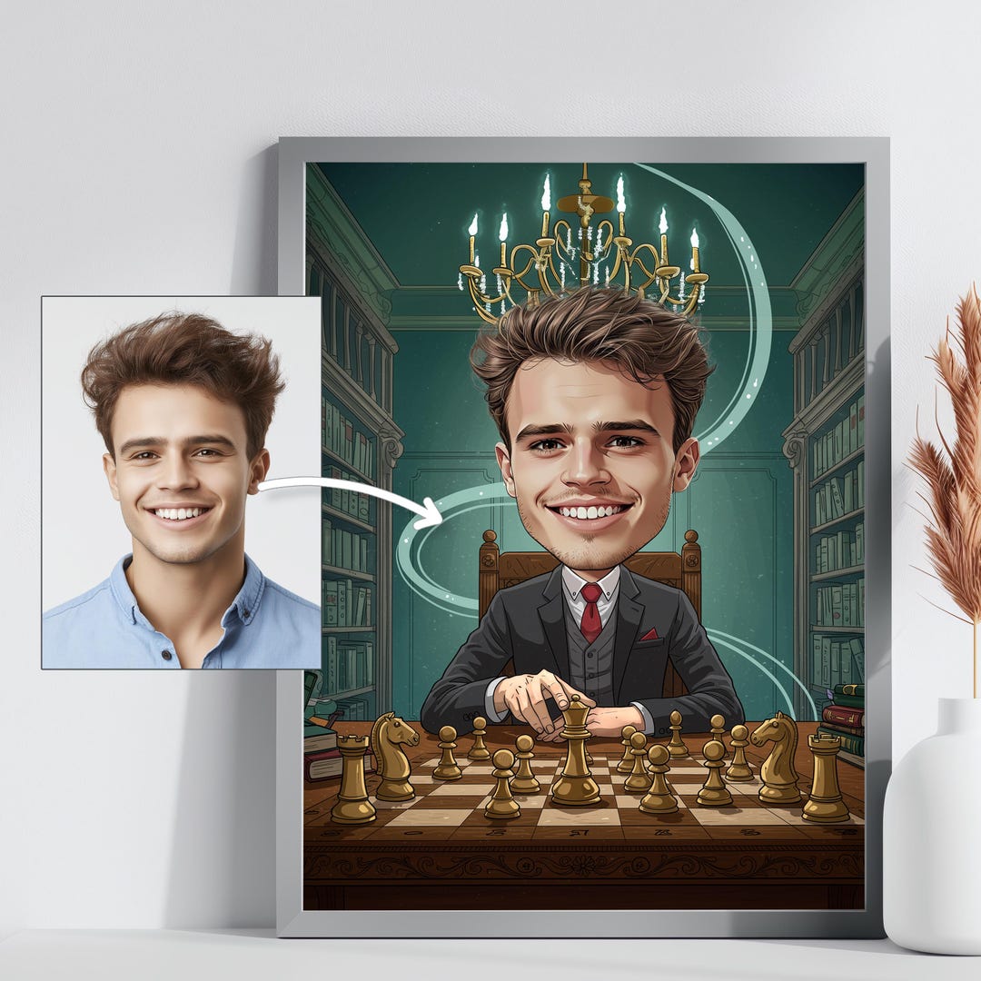 Custom Chess Player Portrait From Photo, Personalized Business Man ...