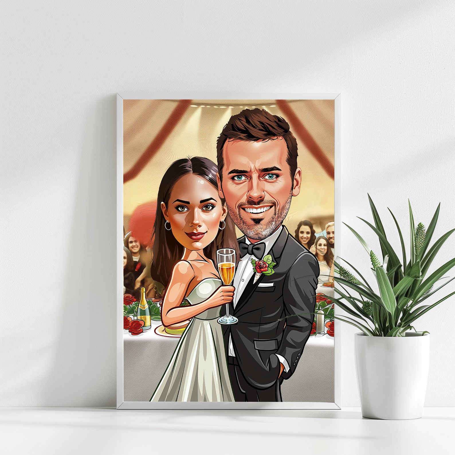 Custom Bride and Groom Caricature Portrait - Personalized Wedding ...