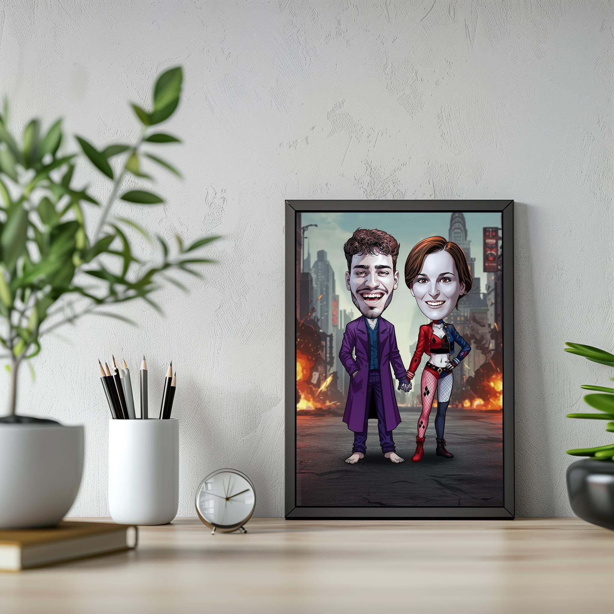 Custom Villain Couple Cartoon Portrait, Personalized Comic Style ...