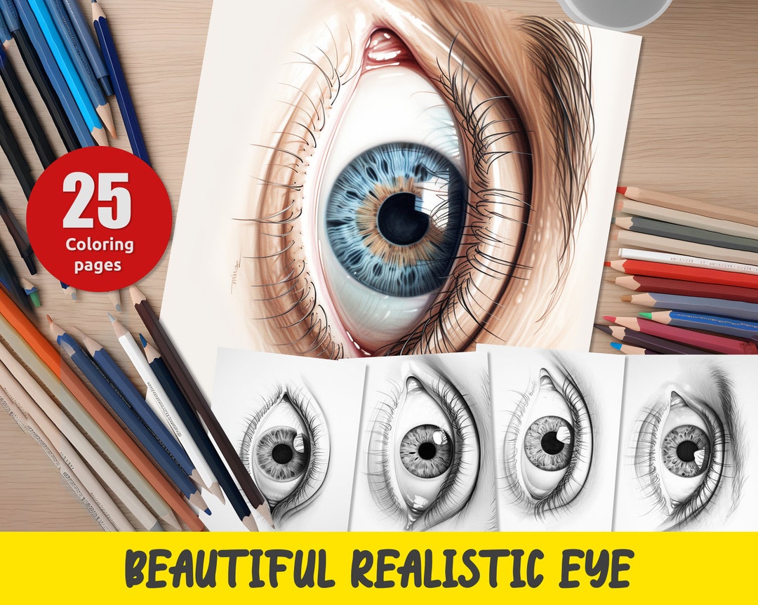 Beautiful Realistic Eye Coloring Pages, Eyes Coloring Book, Coloring ...