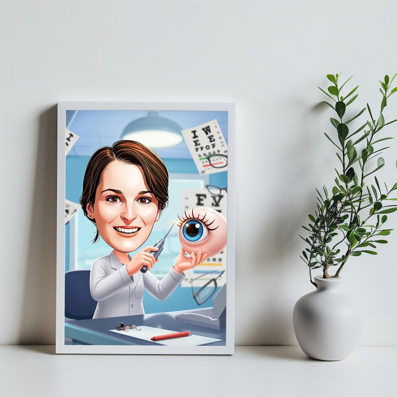 Custom Optometrist Caricature Portrait – Eye Doctor Gift, Optometry ...