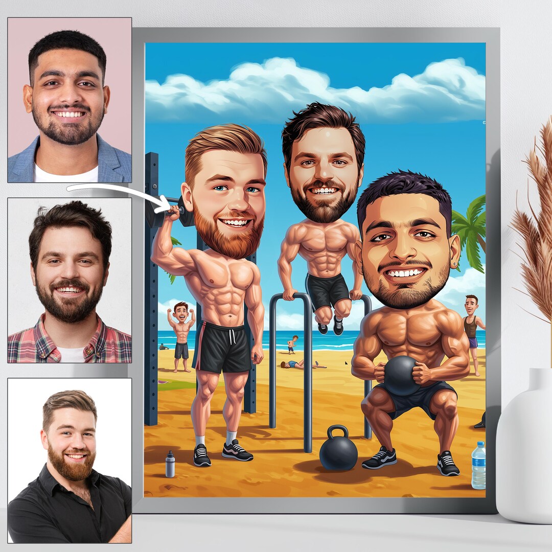 Custom Caricature Workout Gift - Bodybuilder Cartoon Gym Wall Art ...