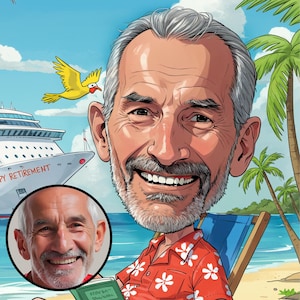 Personalized Retirement Cartoon Portrait - Custom Retirement Caricature ...