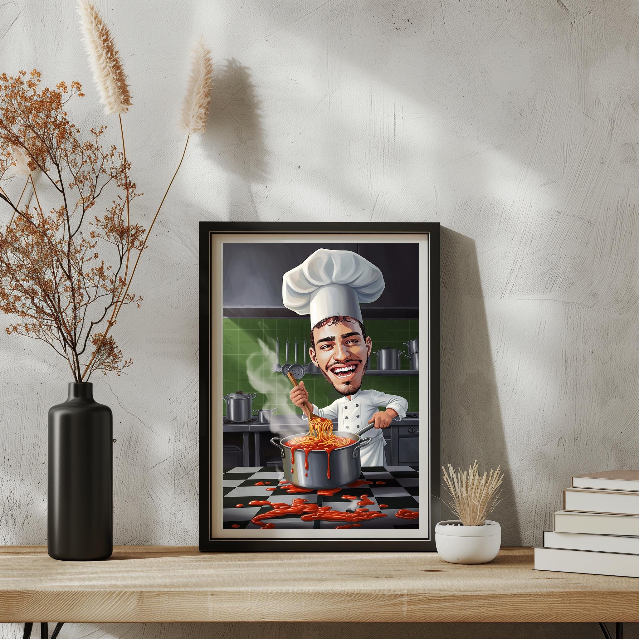 Custom Chef Portrait, Personalized Kitchen Caricature From Photo ...