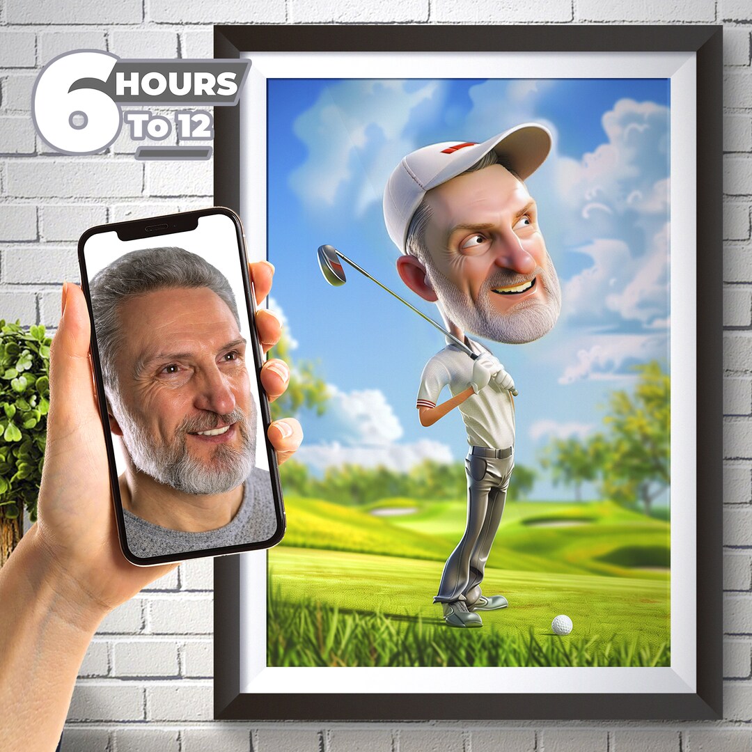 Custom Golf Portrait 3D Caricature From Your Photo, 3D Cartoon Style ...