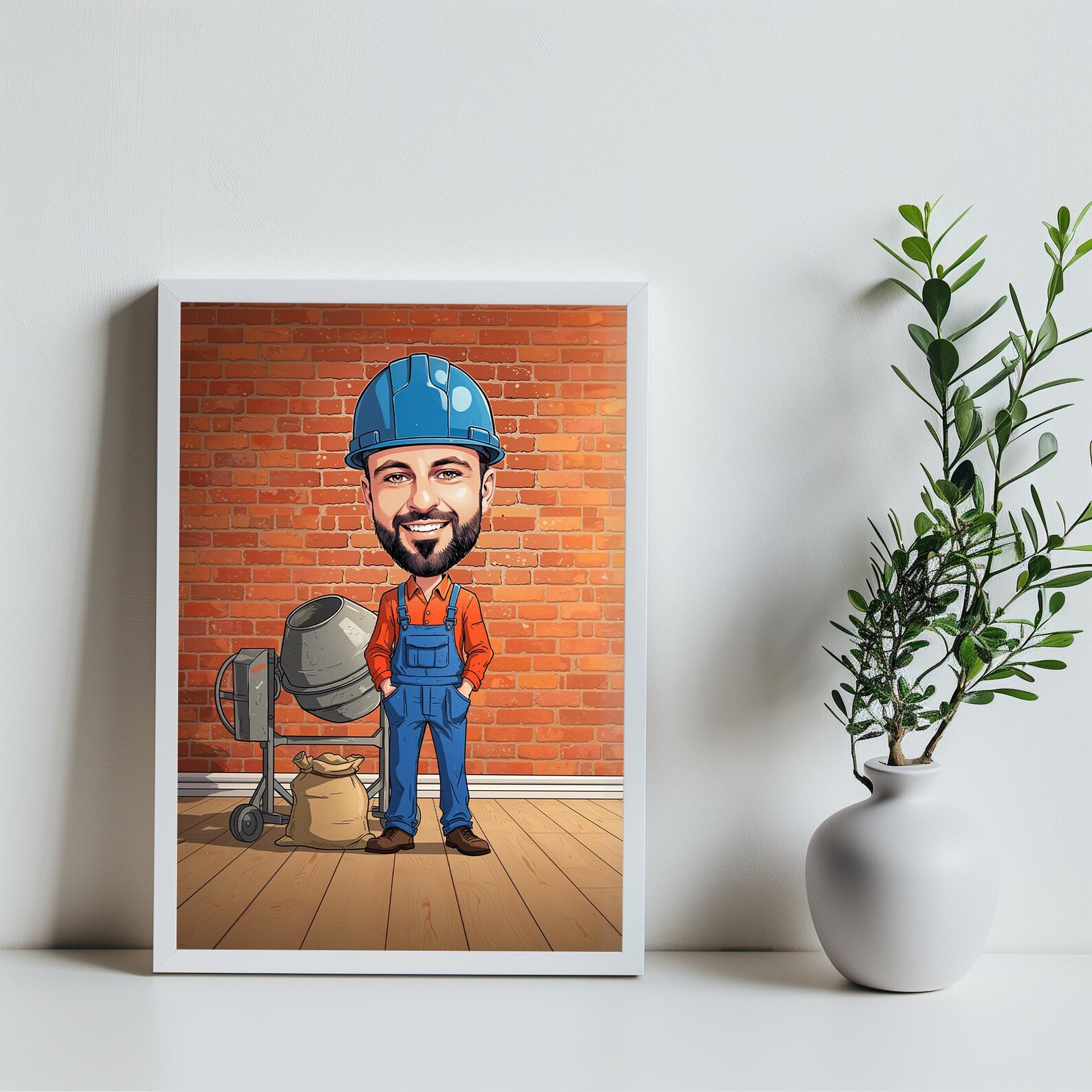 Custom Construction Engineer Cartoon Portrait Digital | Personalized ...